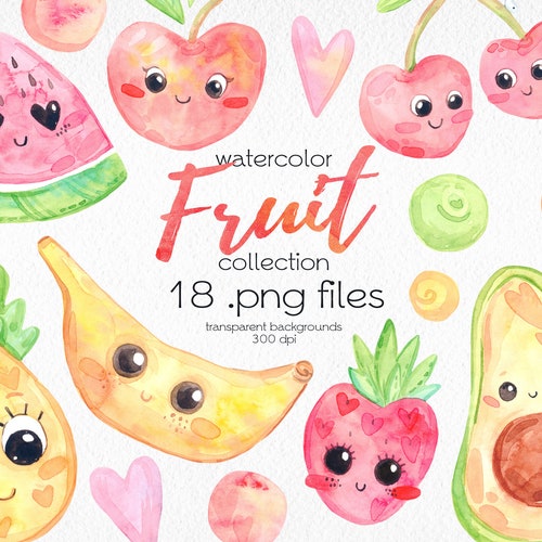 Fruit Clipart Instant Download Digital Files Kawaii Fruit - Etsy