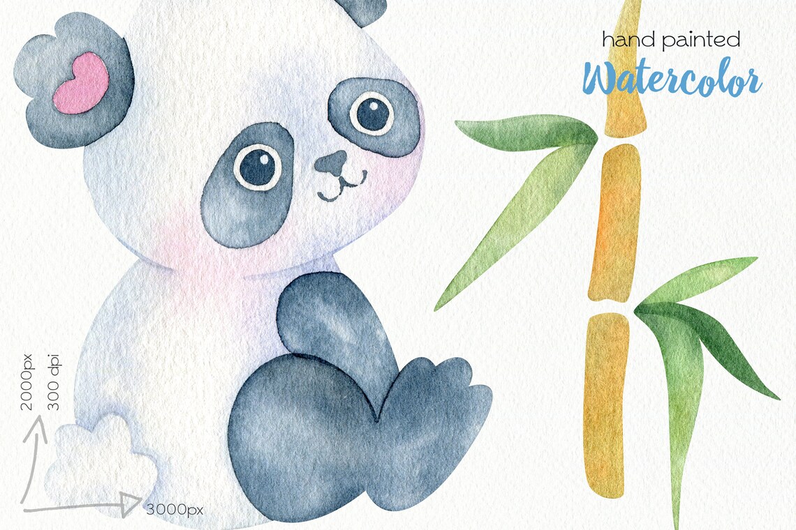 Watercolor Panda Clipart / PNG Files / Instant Download | Etsy
