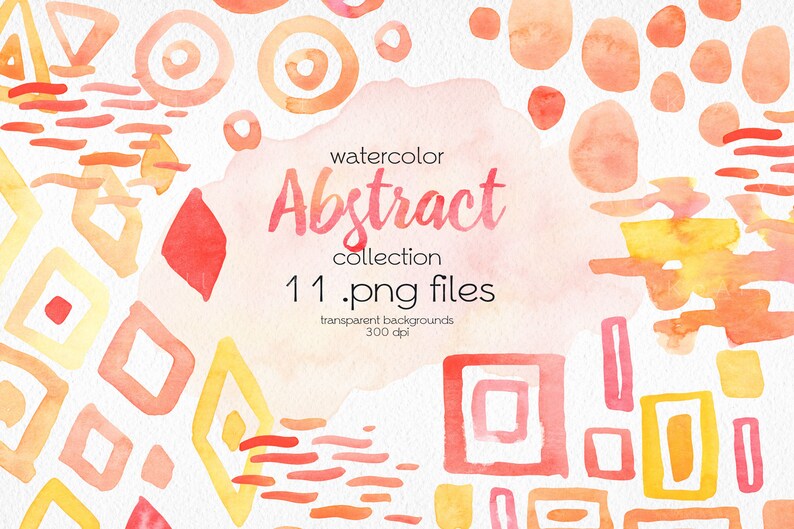 Abstract Watercolor Shapes Clipart / Splashes and Splotches / - Etsy