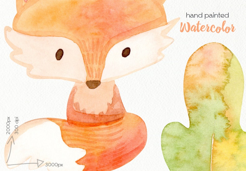 Watercolor Fox Clipart / Forest Animals / Autumn in the Forest - Etsy