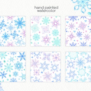 Watercolor Snowflakes Digital Paper / Winter Scrapbook Paper / Seamless ...