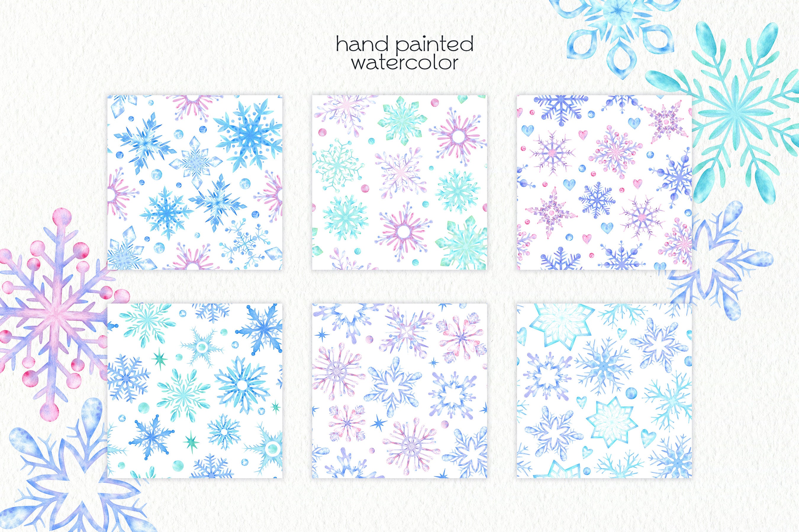 Watercolor Snowflakes Digital Paper / Winter Scrapbook Paper / - Etsy