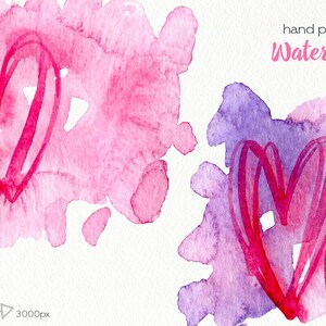 Watercolor Hearts Clipart / Valentines Day / Spots, Splash / PNG Files ...