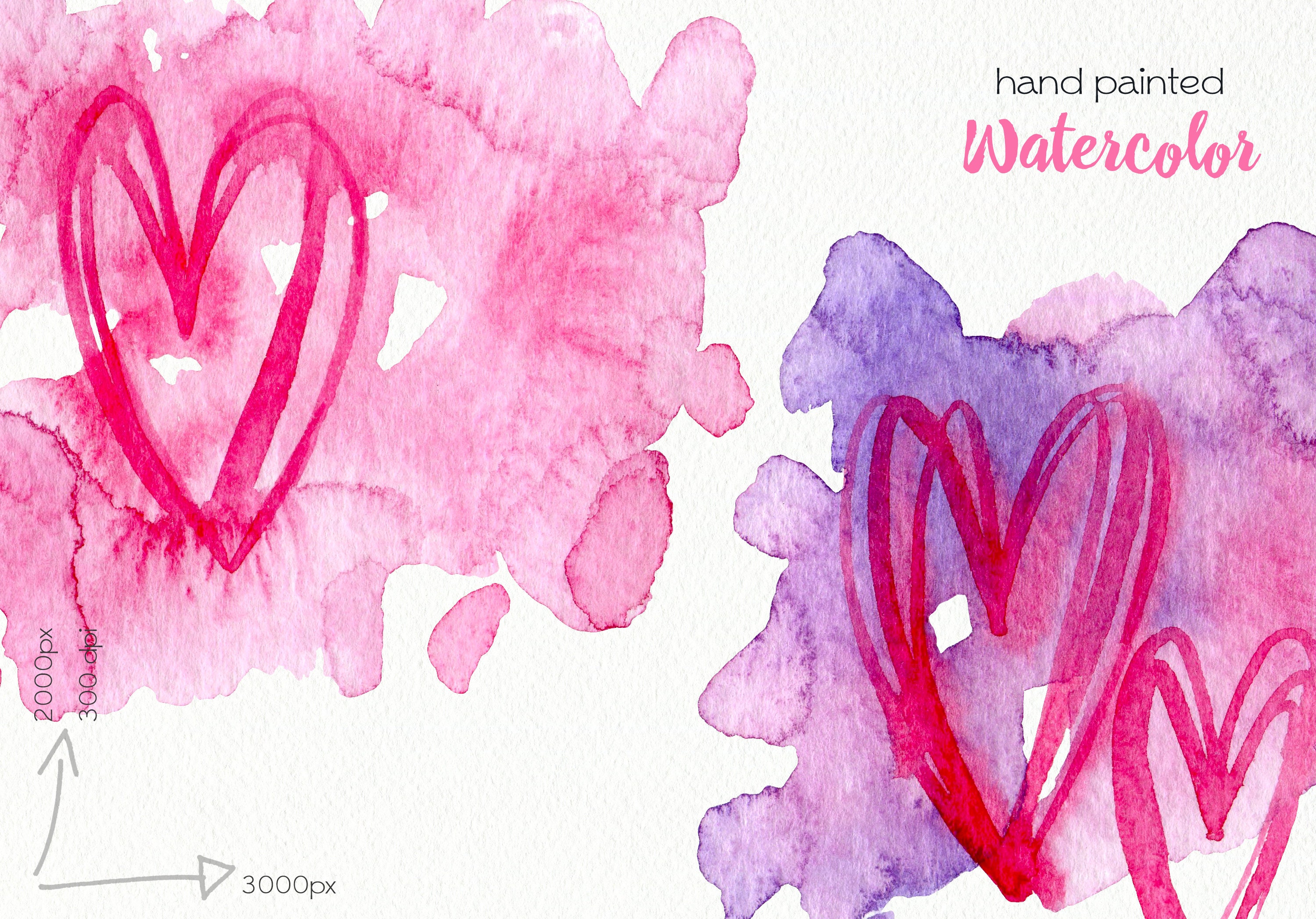 Watercolor Hearts Clipart / Valentines Day / Spots, Splash / PNG Files ...