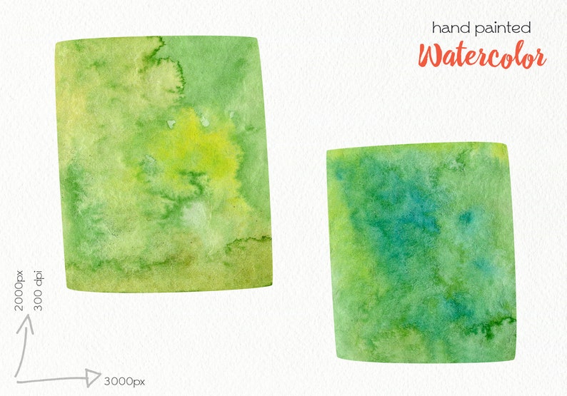 Watercolor Rectangle Clipart / Abstract Spots / Yellow, Orange, Red ...