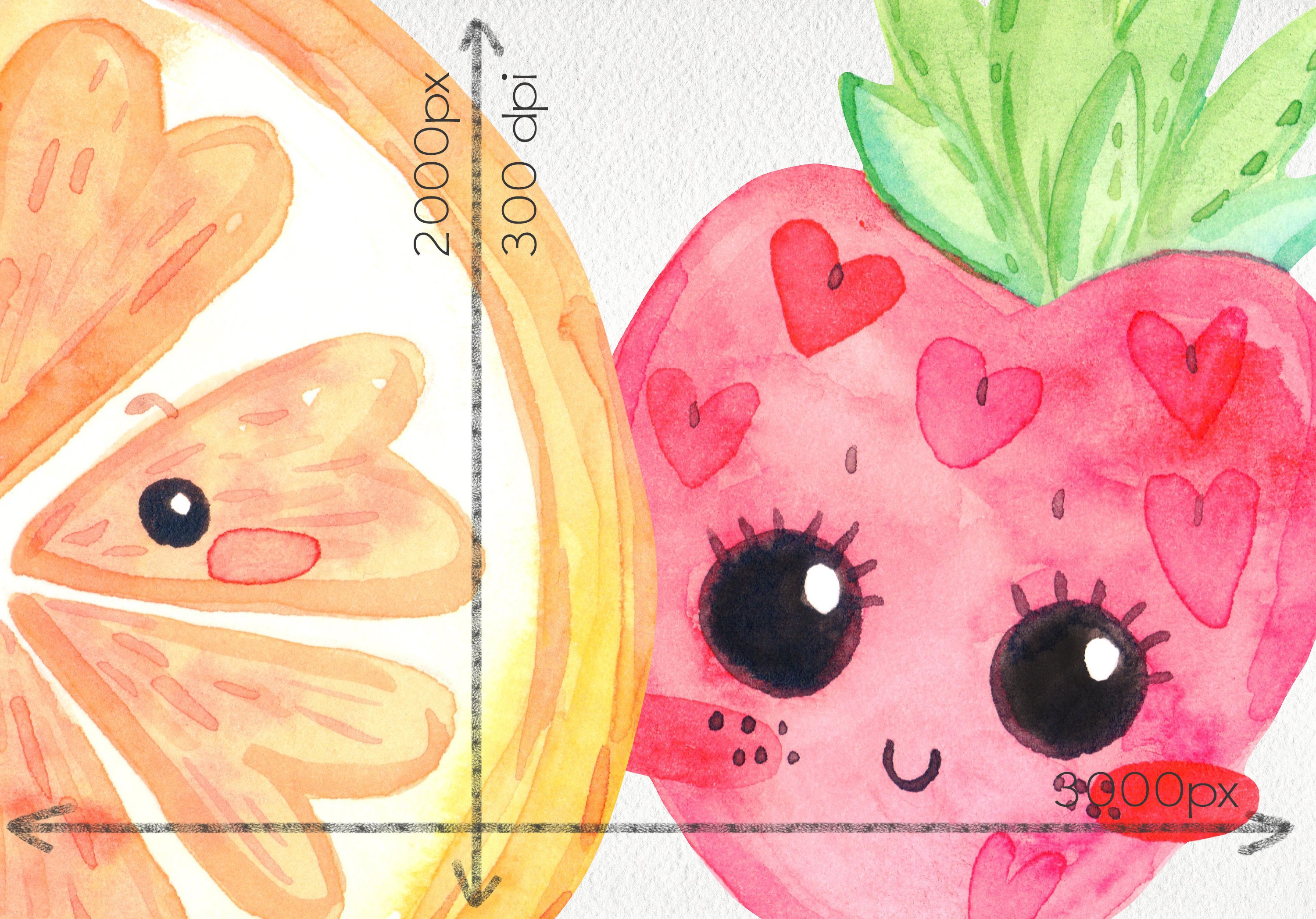 Cute Watercolor Fruit Clipart / Tropical Fruit Clipart / | Etsy