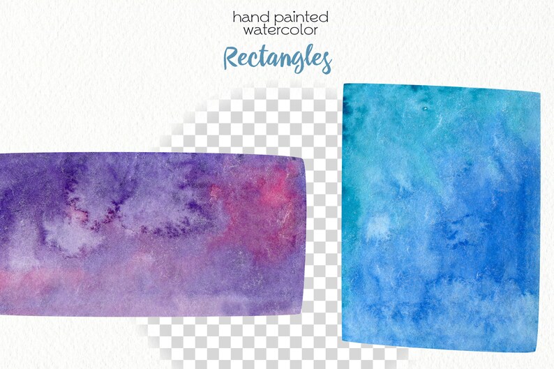 Watercolor Rectangle Clipart / Abstract Spots / Pink Purple - Etsy