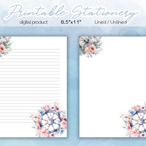 Nautical Printable Stationery / Digital Letter Writing Paper / Instant ...