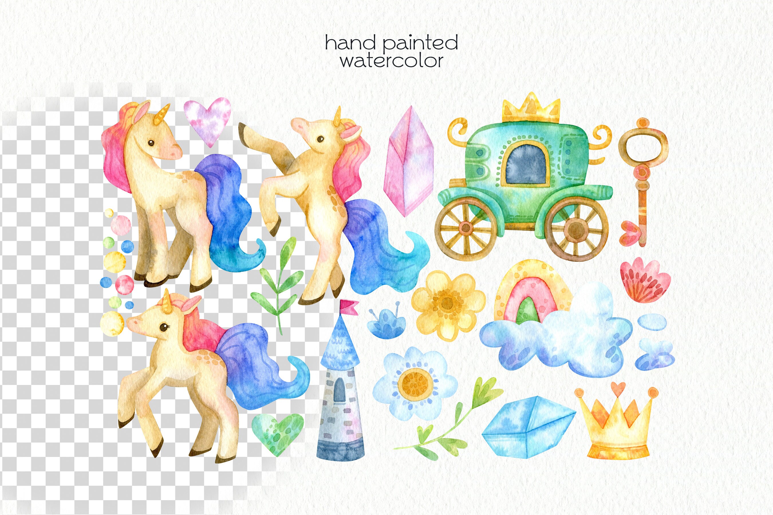Watercolor Unicorn Clipart / Magical Rainbow / Fairytale World - Etsy