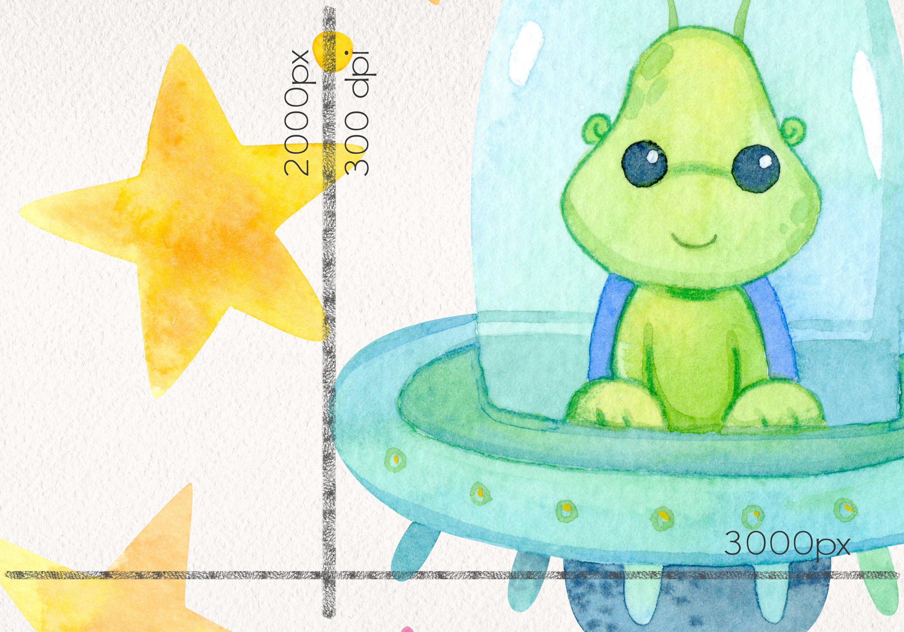 Watercolor Space Clip Art / Aliens Spaceships - Etsy