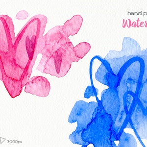 Watercolor Hearts Clipart / Valentines Day / Spots, Splash / PNG Files ...