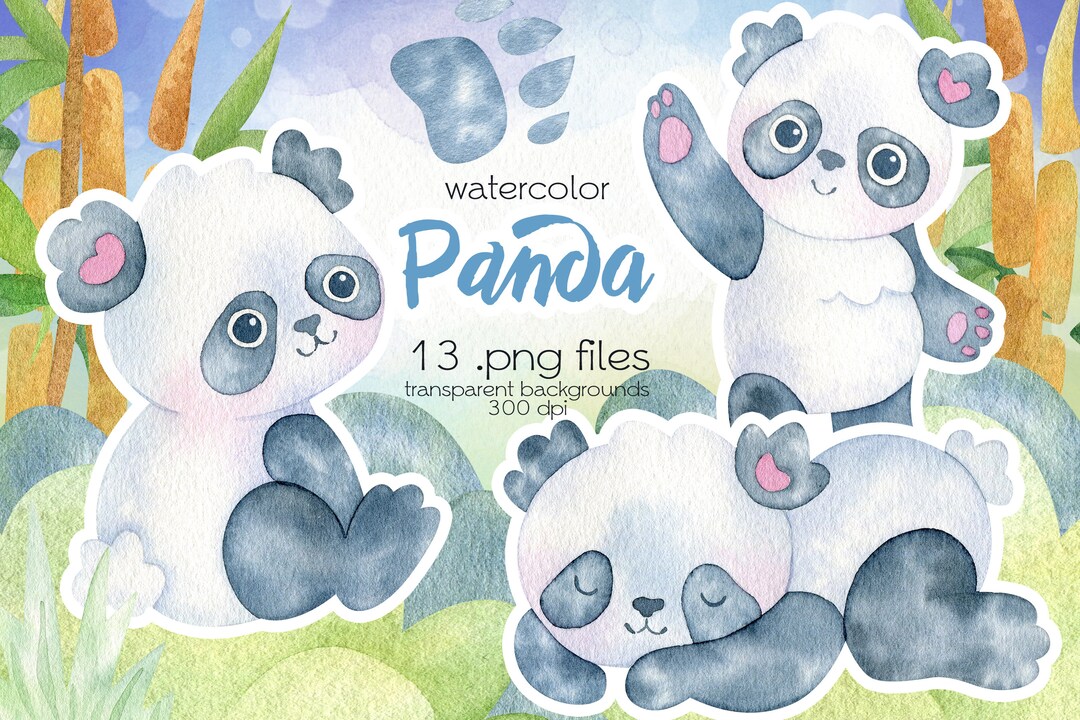 Watercolor Panda Clipart / PNG Files / Instant Download - Etsy