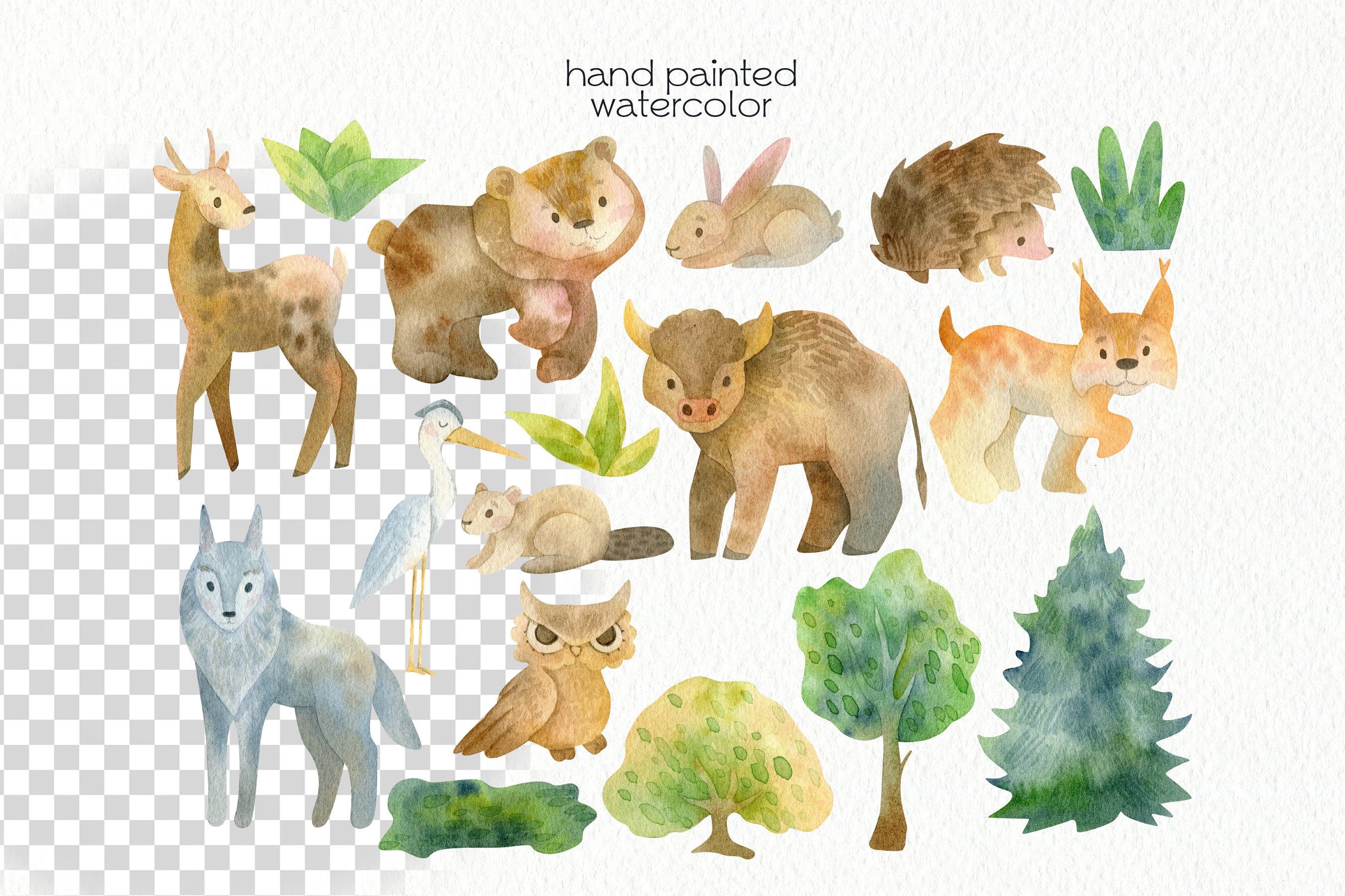 Watercolor Forest Animals Clipart / Woodland Animals / PNG Files ...