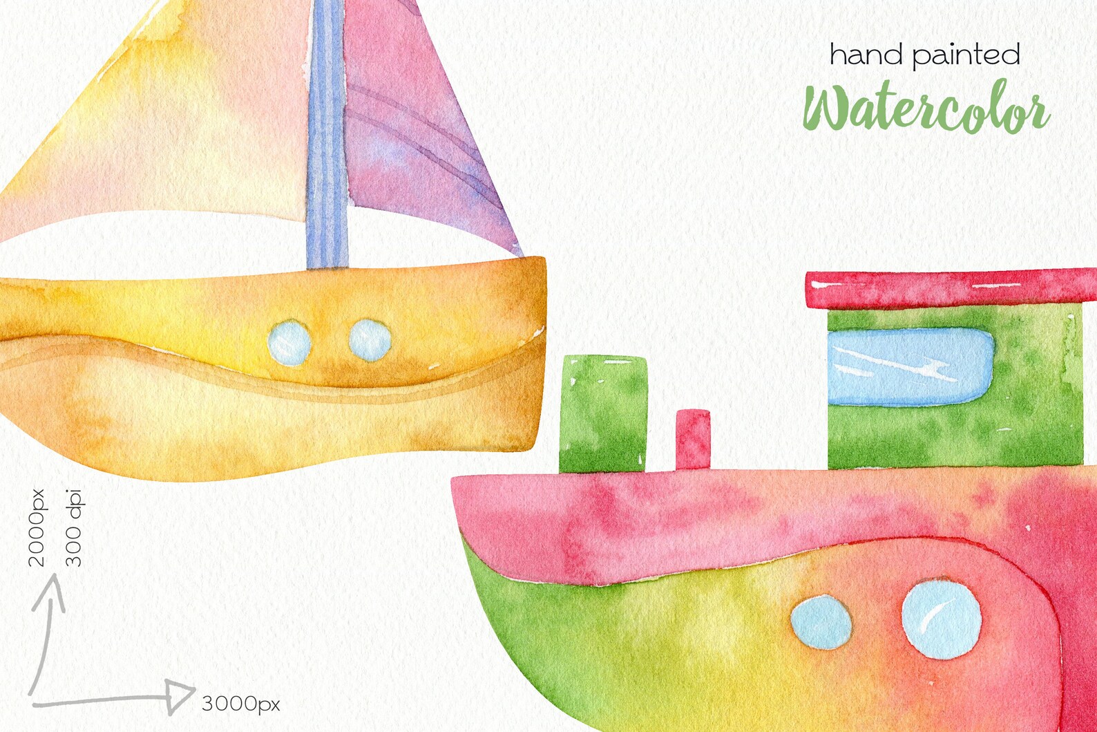 Watercolor Water Transport Clipart / Cartoon Boy Clipart / PNG Files ...