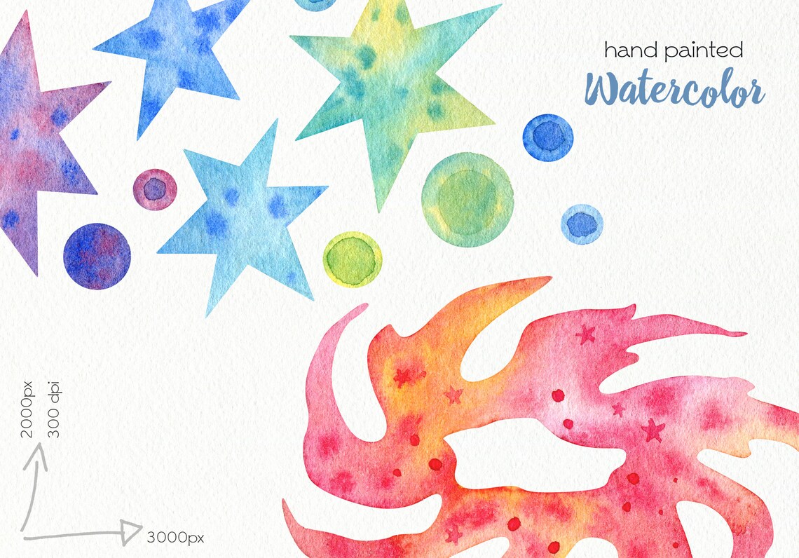Watercolor Space Clipart / Galaxy Astronaut Alien Rocket - Etsy