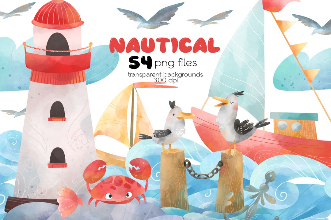 Nautical Clipart / Lighthouse / Ships and Sailboats / Clipart Bundle ...
