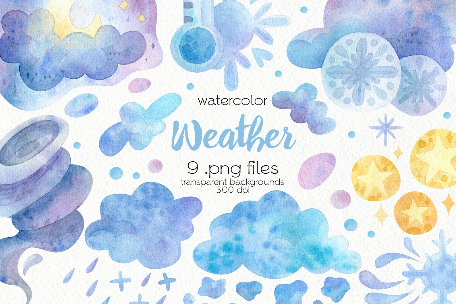 Watercolor Weather Clipart / Synoptic / Winter Weather Snow - Etsy