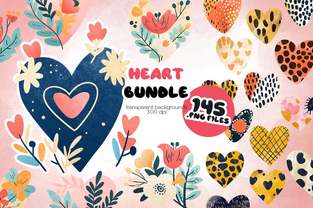 Hearts Clipart Bundle / PNG Files / Instant Download - Etsy