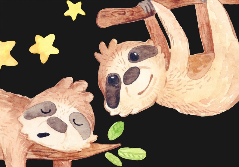 Watercolor Sloth Clipart / Cute Tropical Sleepy Sloth / - Etsy