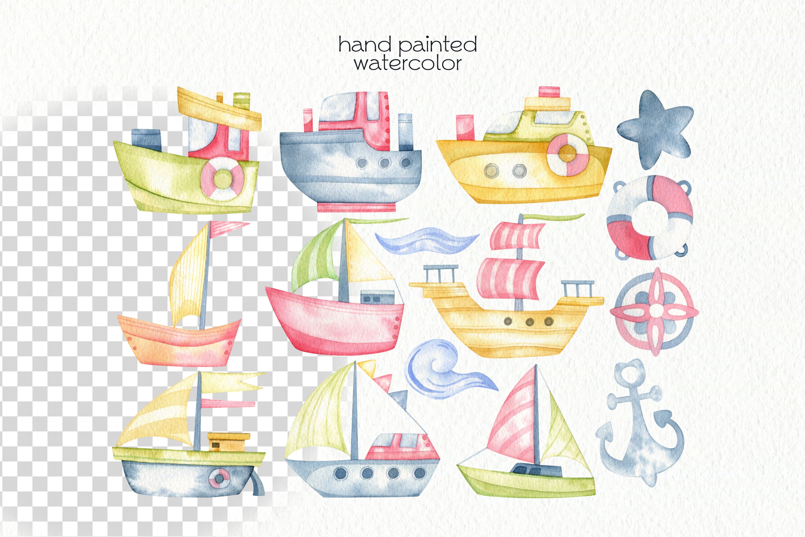 Watercolor Water Transport Clipart / Cartoon Boy Clipart / PNG - Etsy