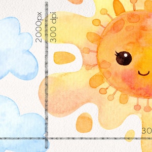 Watercolor Weather Clipart / Cute Moon Sun Stars Clouds Rainbows ...