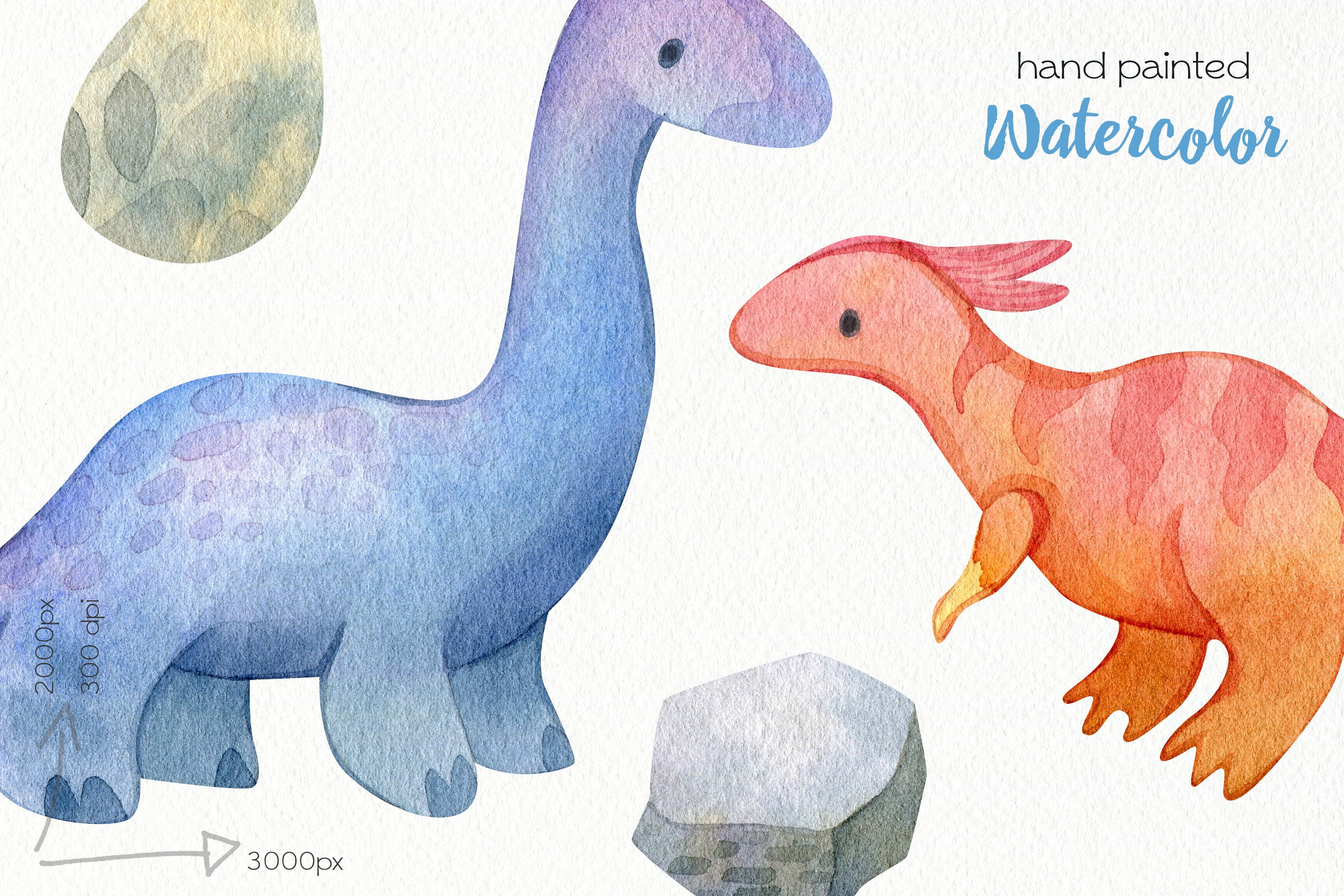 Watercolor Dinosaurs Clipart / Jurassic Clipart / PNG Files / - Etsy