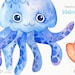 Watercolor Underwater Clipart / Sea Creatures / Jellyfish, Shark, Sword ...