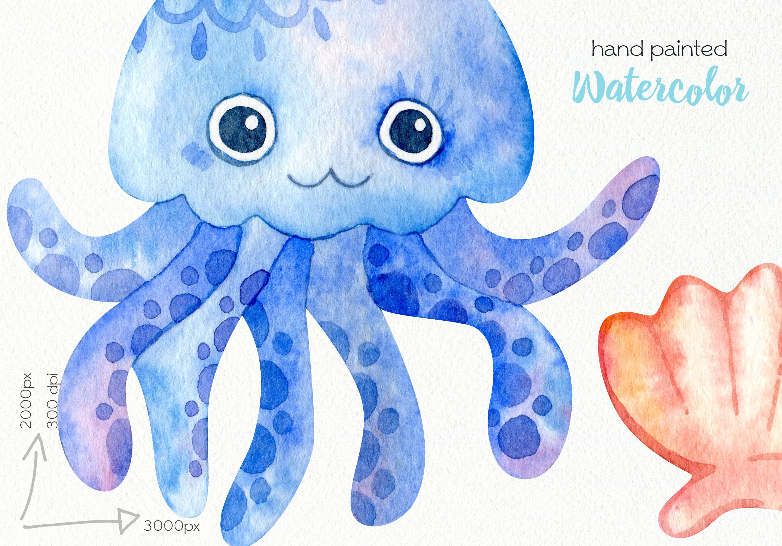 Watercolor Underwater Clipart / Sea Creatures / Jellyfish - Etsy