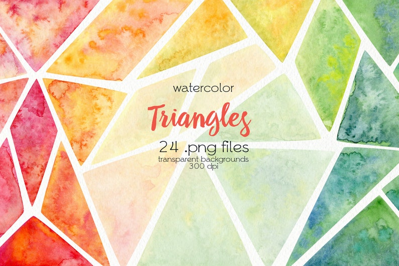 Watercolor Triangles Clipart / Geometric Figures / Printable | Etsy