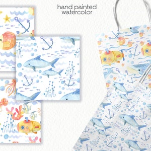 Watercolor Underwater Digital Paper / Sea Creatures Scrapbook Paper ...