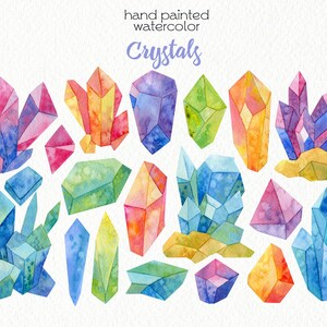 Watercolor Crystals Clipart / Watercolor Gemstone Mineral / Digital PNG ...