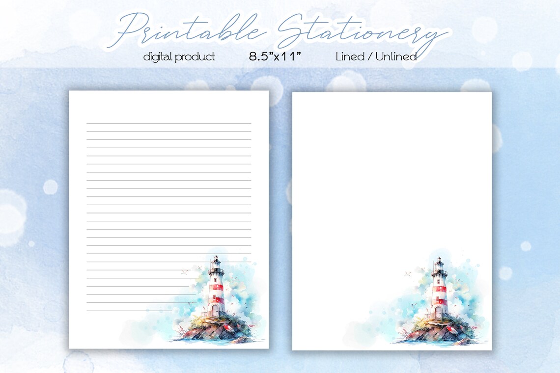 Nautical Printable Stationery / Digital Letter Writing Paper / Instant ...