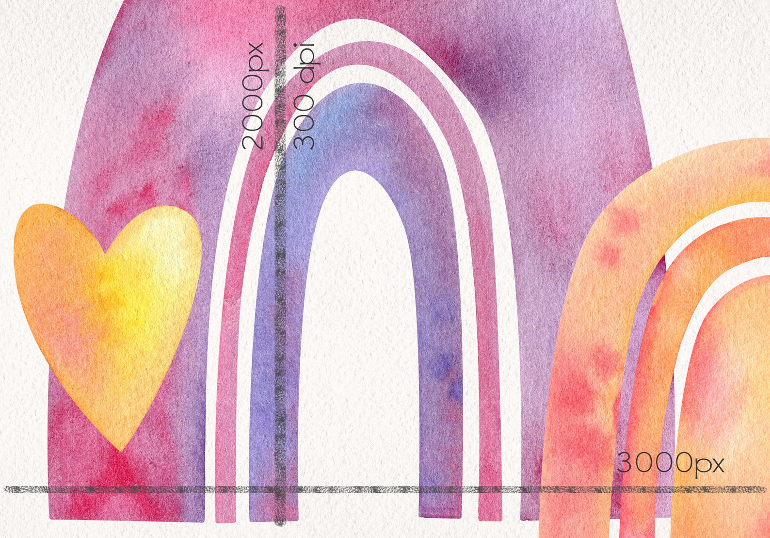 Watercolor Rainbow Clipart / Pink Rainbows, Clouds, Hearts / Printable ...