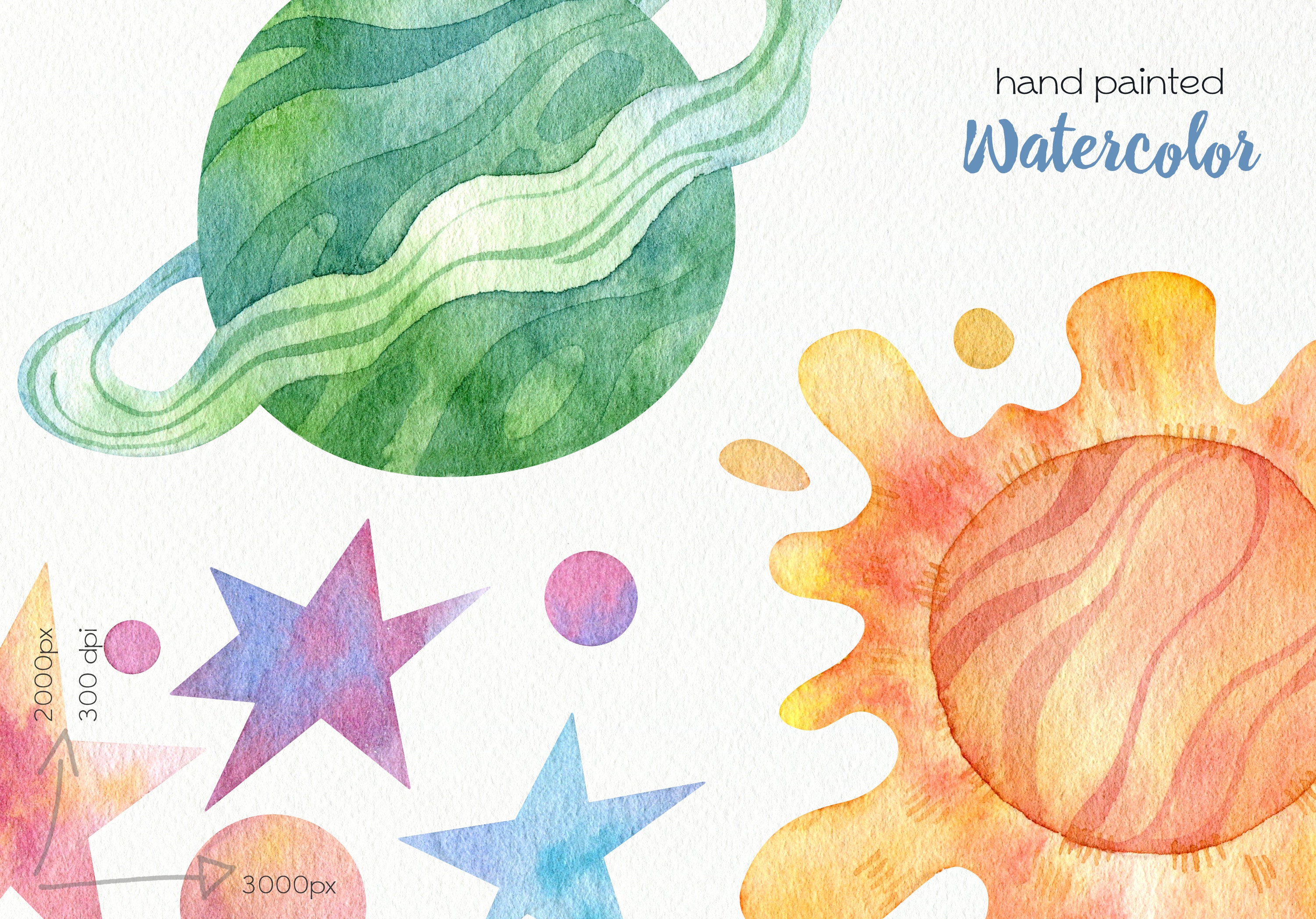 Watercolor Space Clipart / Galaxy Astronaut Alien Rocket | Etsy