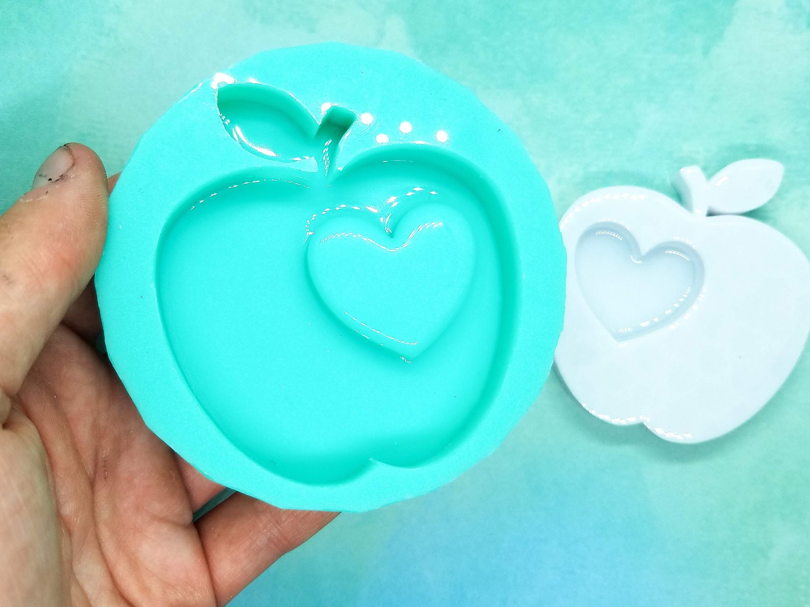 Large Apple With Heart Shaker Rubber Mold for Resin Opaque - Etsy