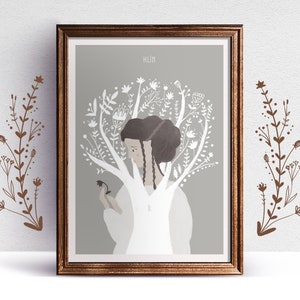 Hlin - Norse Goddess Art Poster Print - Digital Illustration - Witch ...