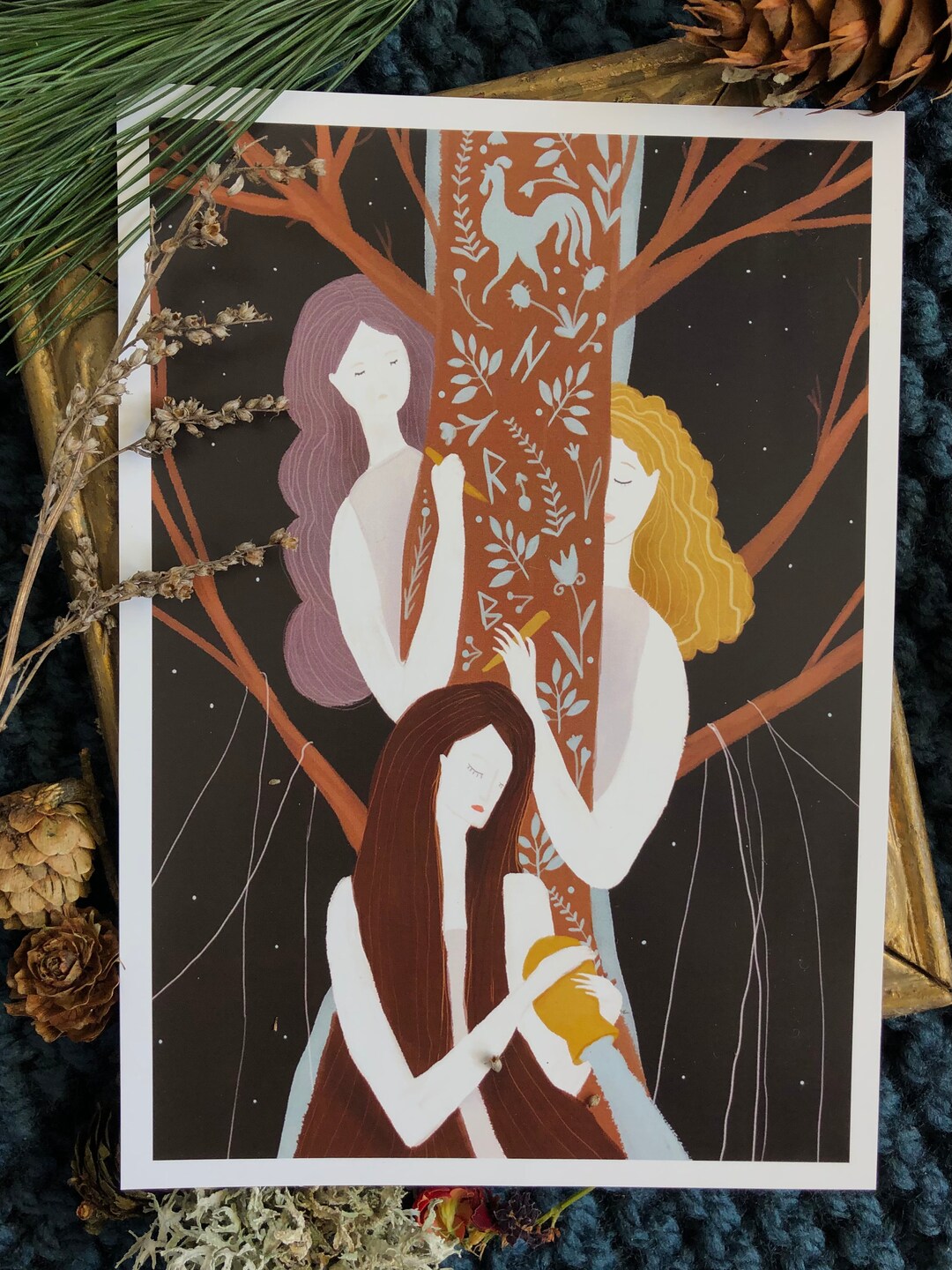 Norns Art Print - Goddess Illustration - Witch Pagan - Norse Mythology ...