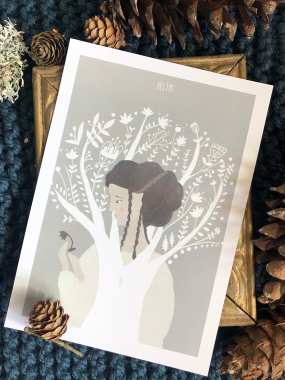 Hlin Norse Goddess Art Poster Print Digital Illustration - Etsy