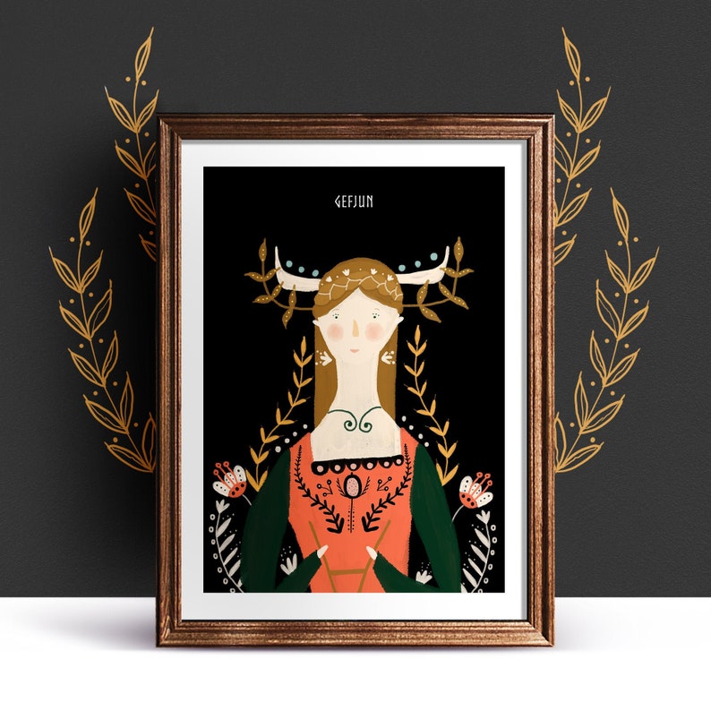 Gefjun Gefjon Norse Goddess Art Print Illustration Witch | Etsy