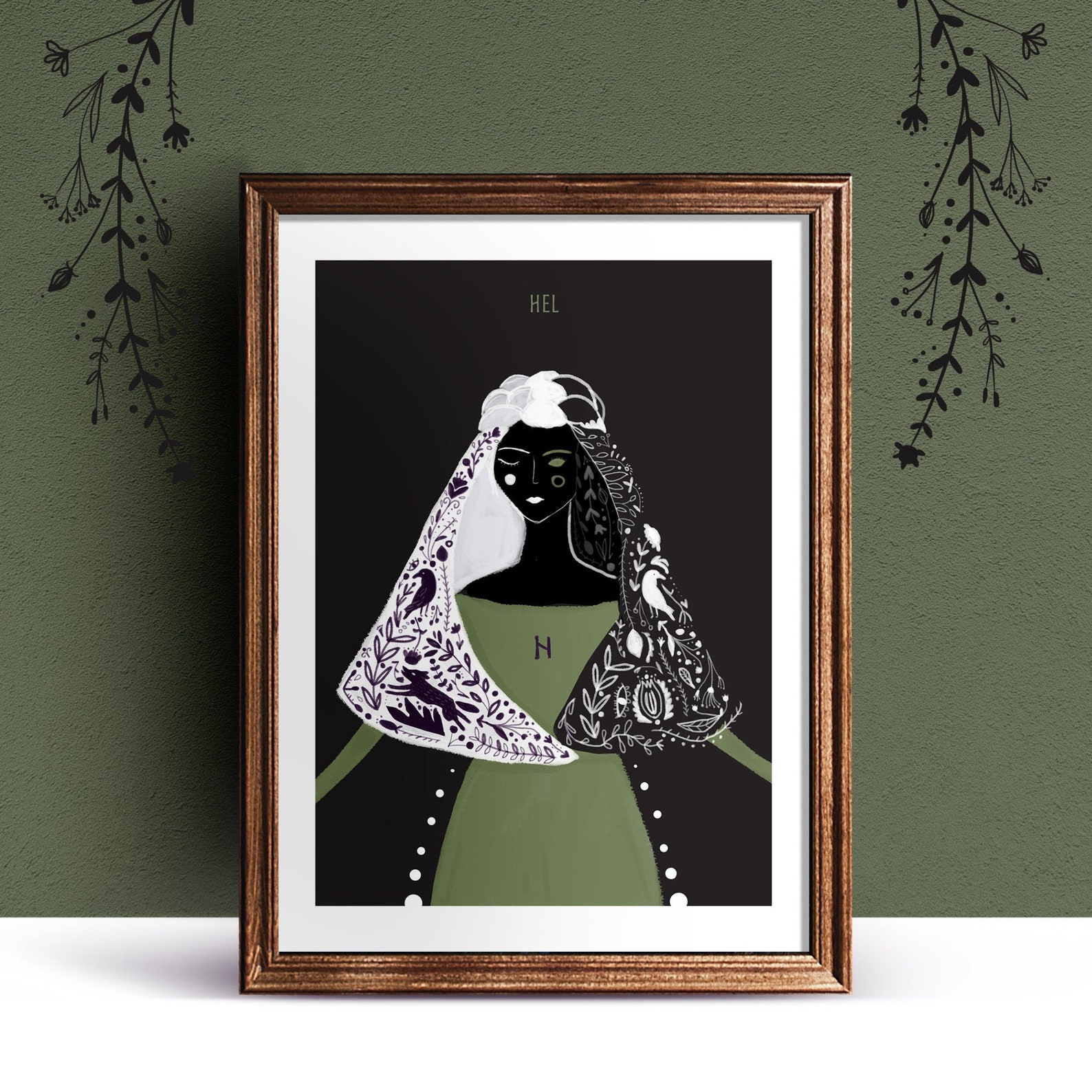 Hel Norse Goddess Poster Print Illustration Witch Pagan | Etsy