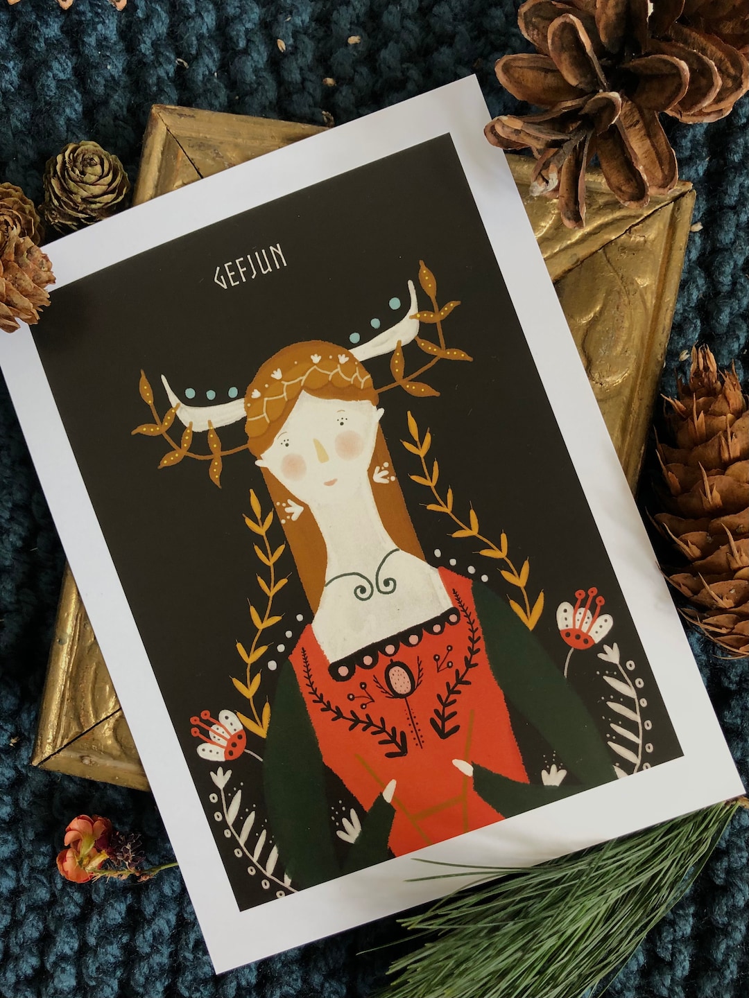 Gefjun Gefjon Norse Goddess Art Print Illustration Witch Pagan Norse ...