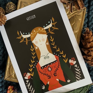Gefjun Gefjon Norse Goddess Art Print Illustration Witch - Etsy UK