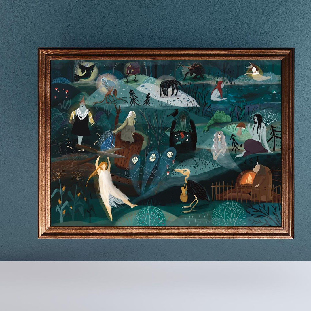 Slavic Mythology Creatures Print - Rusalka, Baba Yaga, Vodnik, Leshy ...