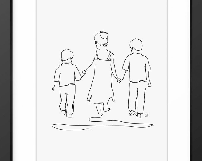 Siblings Custom Line Drawing, Gift for Siblings, Personalizable Line ...