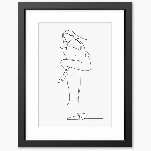 Intimate Art Couple Kiss Line Art Romance Art Love Art Etsy