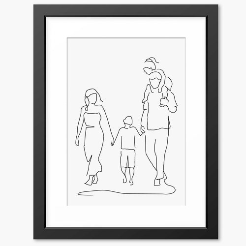 Line Art Print Line Drawing Family Print Family Portrait - Etsy