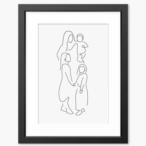 Line Art Line Drawing Print Family Portrait Family Print | Etsy