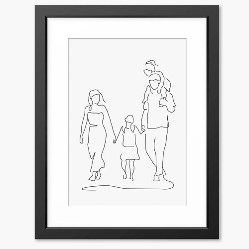 Line Art Line Drawing Print Family Portrait Family Print - Etsy