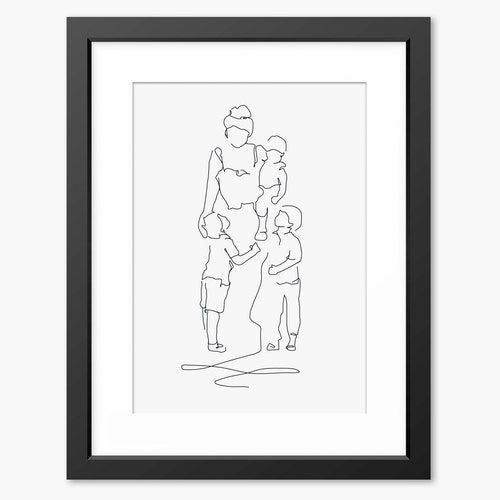 Family Line Art Family Portrait Family Gift Line Art Line | Etsy