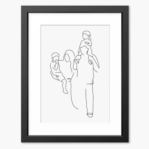 Line Art Print Line Drawing Family Print Family Portrait - Etsy